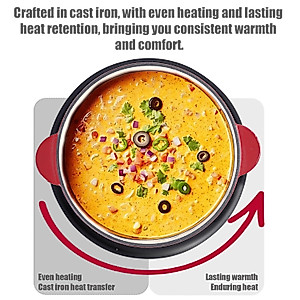 Artestia 11-Piece Cast Iron Fondue Set with Adjustable Burner 6 Colored Forks, 5-Cup Red Cheese Fondue Pot, Perfect for Chocolate, Caramel, Meat, 4-6 Person