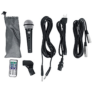 Rockville Power GIG RPG-122K All In One DJ/PA Package (2) 12" DJ/PA Speakers 1000 Watts Peak Power/250 Watts RMS with Built in Bluetooth, USB/SD Player, FM Tuner, Speaker Stands and a Wired Microphone