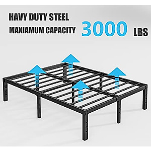 Cleaniago California King Metal Platform Bed Frames No Box Spring Needed,Heavy Duty Steel Slats Platform with 3000lbs Support, Noise Free, Anti-Slip, Easy Assembly, Black