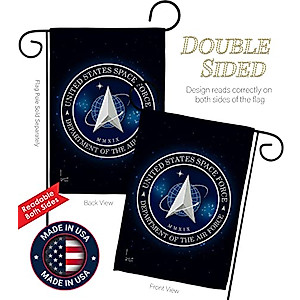 Breeze Decor Space Garden Flag Armed Forces USSF United State Air American Military Delta Official House Decoration Banner Small Yard Gift Double-Sided, 13"x 18.5", Made in USA