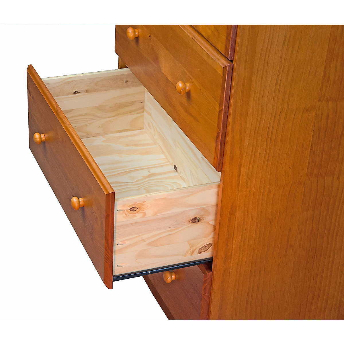 Palace Imports 100% Solid Wood 5-Super Jumbo Drawer Chest with Lock, Honey Pine, 31.75”w x 59.75”h x 17” d, Lock and Key Included. Requires Assembly.