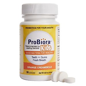 ProBiora Kids Oral-Care Chewable Probiotic Tablets | Probiotic Supplement Designed Specifically for Kids | Healthier Teeth & Gums | Fresher Breath | Whiter Teeth (30 Count, Orange)