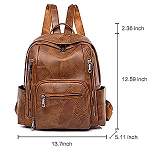 XIA WEI SI Women's Backpack Purses Multipurpose Vintage Handbag Shoulder Bag PU Leather Fashion Travel bag (Brown)
