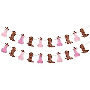 Pink & Brown Boot and Cowboy Hat Garland Nash Bash Banner for Nashville Bachelorette Party Western Cowgirl Last Rodeo Last Hoedown Bachelorette Party Decorations