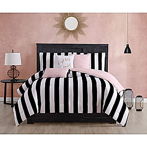 Juicy Couture JYZ010171 Cabana Stripe 6-Piece Reversible Set, King, Canaba Stripe Black