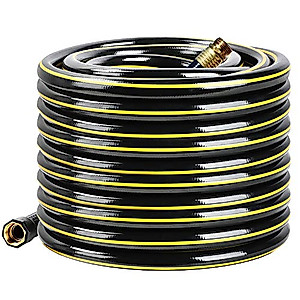 Solution4Patio Homes Garden Hose No Kink 3/4 in. x 25 ft. Black Water Hose, No Leaking, Heavy Duty, High Water Pressure, Male/Female Brass Fittings 12 Year Warranty #G-H165B09, No DOP, ECO-friendly