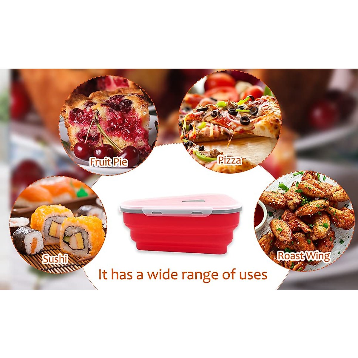 rgrfsdgx Adjustable Pizza Storage Container, Pizza Slice Container can be Microwaved and Reused, Pizza Slice Pack with 5 Heating Plates.