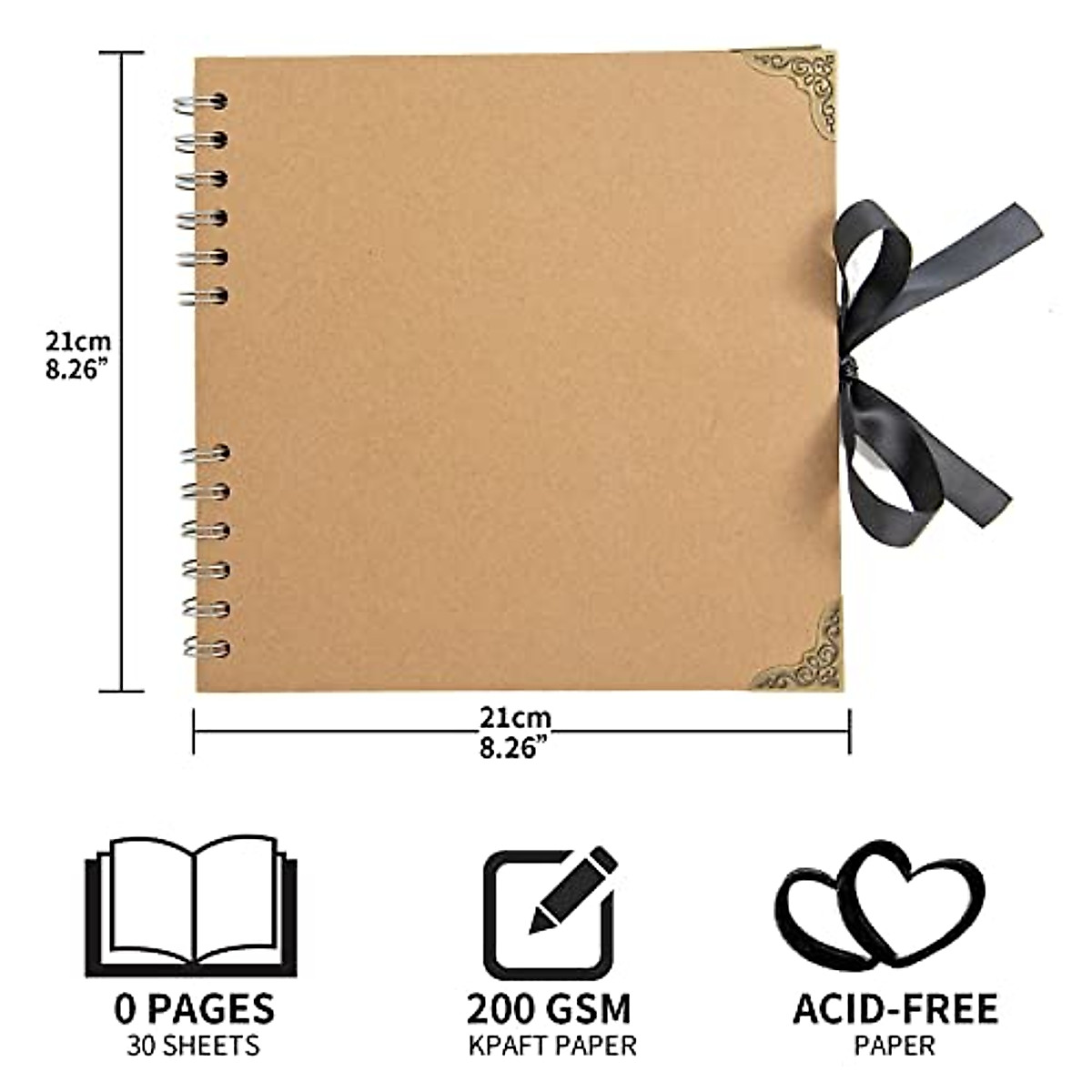 Scrapbook (8 x 8 inch) Scrapbook Album 60 Pages Ideal for Your DIY Scrapbooking Albums Wedding and Anniversary Family Photo Album (8 * 8 scrapbook)