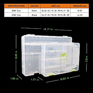YVLEEN Fishing Tackle Boxes - 3600 3700 Tackle Box Plastic Storage Organizer Box with Removable Dividers - 2packs/4packs Tackle Trays - Included 2pcs of Extra Clip