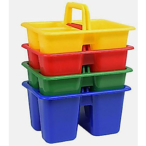 Kids Arts & Crafts Small Plastic Caddies, 3 Compartments, 3-ct Set