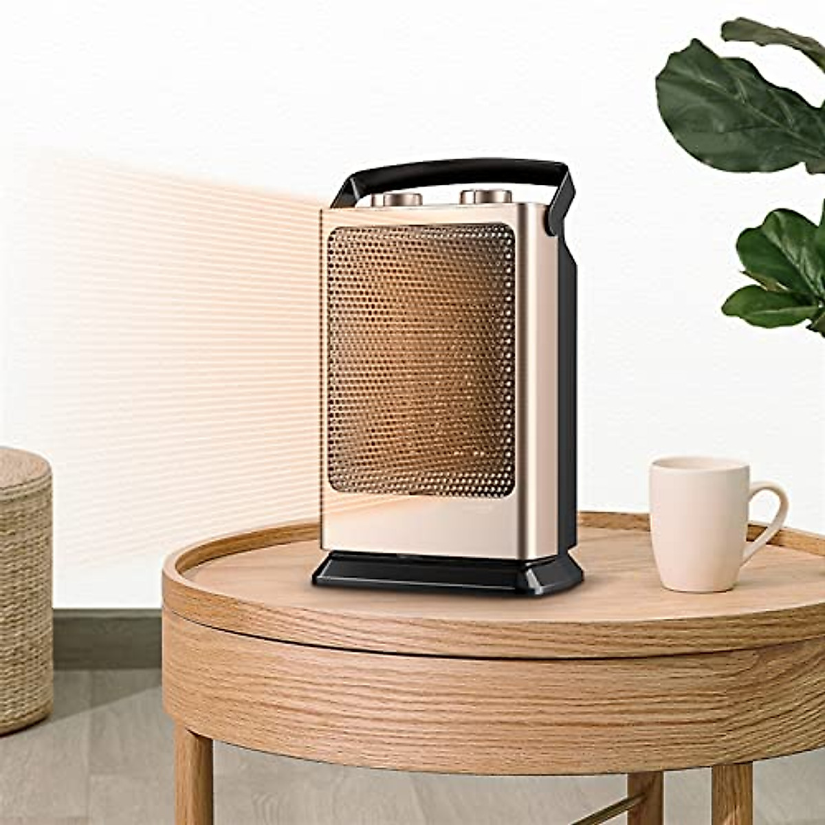 Outdoor Garden Heater Space Heater, 1500W/750W Ceramic Table Heater with Thermostat, Tip-Over and Overheat Protection, Portable Electric Heater with Handle for Indoor Use Patio Hea