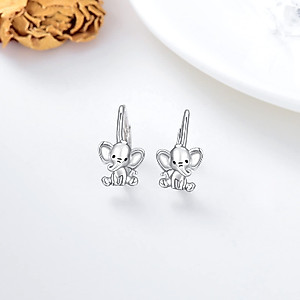 Sterling Silver Elephant Hoop Earrings Elephant Gifts Elephant Jewelry for Women Hypoallergenic Earrings