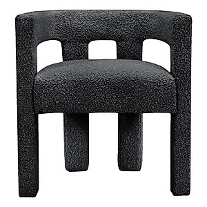 MAKLAINE Contemporary Designed Black Fabric Upholstered Accent/Dining Chair