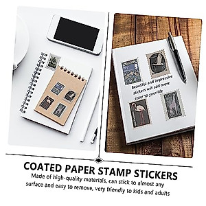 Tofficu 6 Packs Paper Stamp Sticker Scrapbook Stamp Sticker Photo Scrapbook Stamp Decal Scrapbooking Masking Tape Scrapbook Sticker Adhesive Decoration Sticker Photo Corner Plant Travel