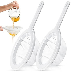 2 Pieces Fine Mesh Strainer Nylon Food Yogurt Mesh Sieve Plastic Mesh Colander with Handle Mini Brine Shrimp Separation Net for Filtering Juice Milk Honey Wine Kitchen (120/200 Mesh)