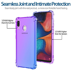 KOARWVC Case for Galaxy A40 Case,Samsung A40 SM-A405F Case, Crystal Clear Case Gradient Slim Anti Scratch TPU Shockproof Protective Phone Cases Cover for Samsung Galaxy A40 (Purple/Blue)