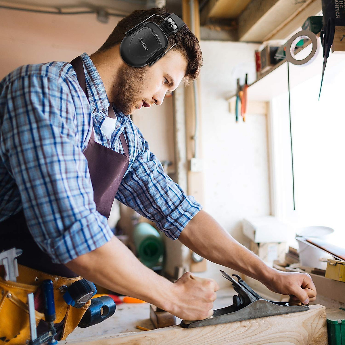 ProCase Noise Reduction Safety Ear Muffs NRR 28dB Bundle with Hearing Ear Protection Ear Defenders NRR 29dB