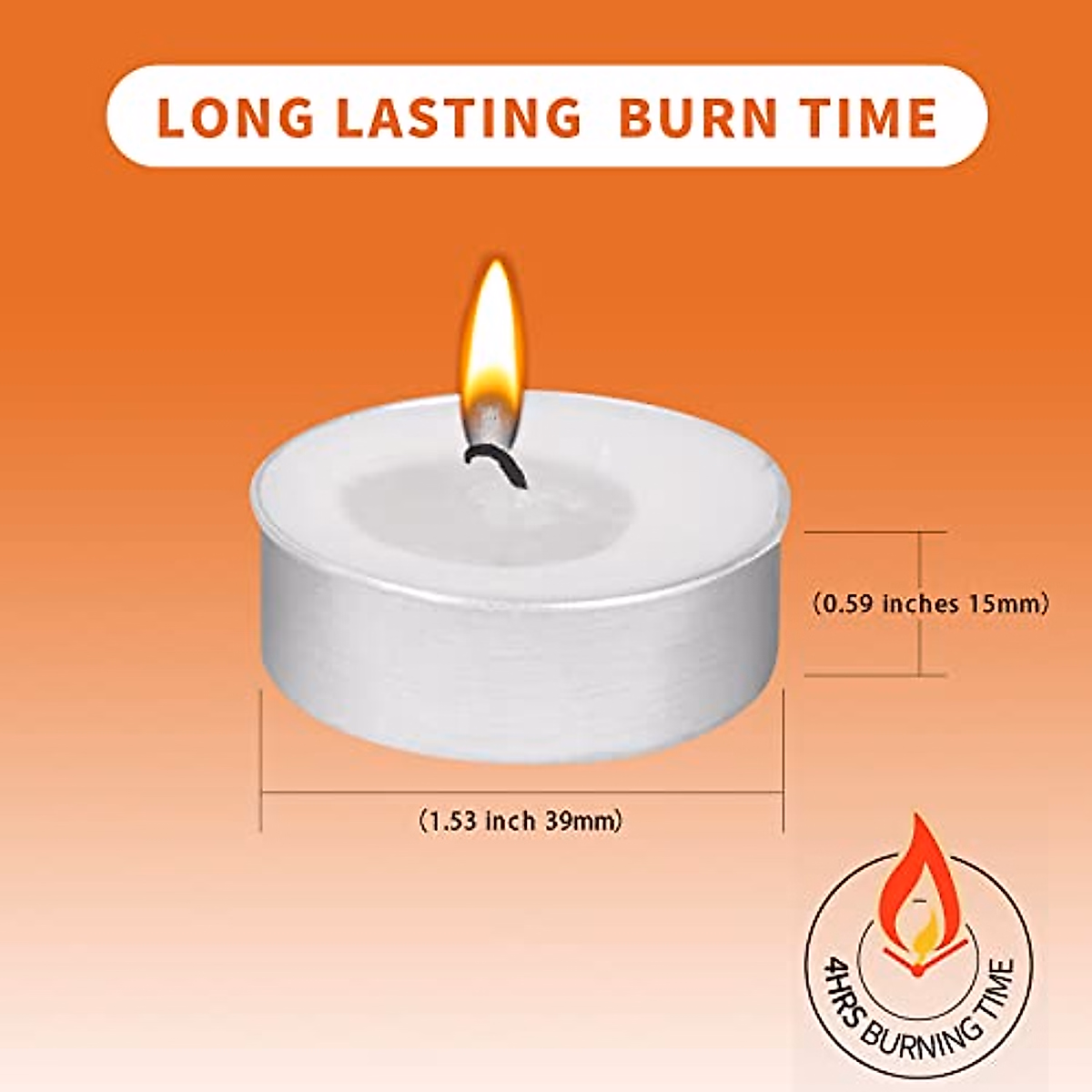 AlterEgo Unscented Tea Lights - 100 Pack Tealight Candles - 4+ Hour Burn Time - Clean-Burning White Palm Votive Smokeless Tealights Candles for Home, Shabbat & Anniversaries (100Pack)