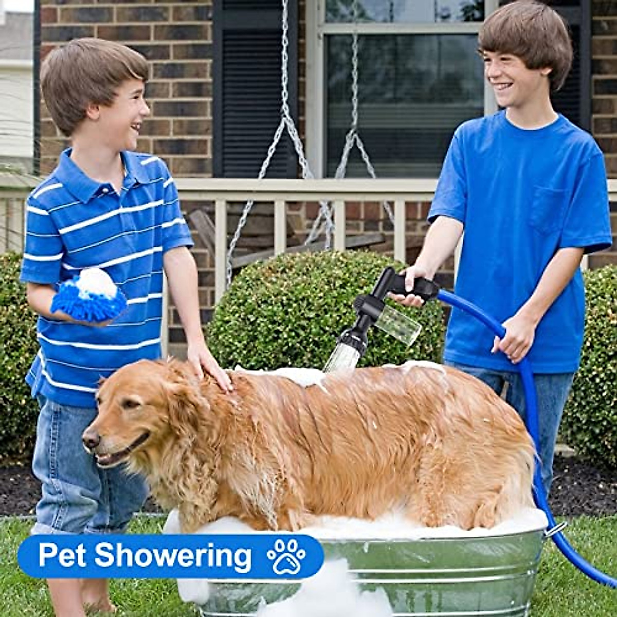 Garden Hose Nozzle, Yiebaels High Pressure Foam Sprayer 8 Spray Patterns with 3.5oz/100cc Soap Dispenser and Washing Mitt, Water Hose Soap Nozzle Sprayer for Watering Plants, Car Wash, Pet Showering