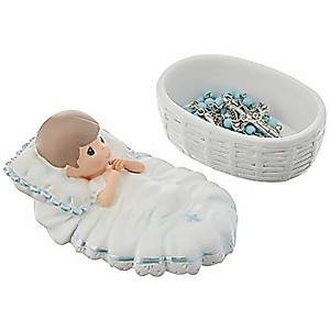 Precious Moments, Baptized In His Name Resin Box With Rosary, For Boy, 153407