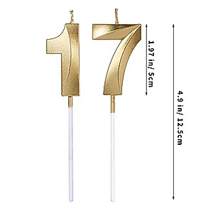Gold 17th & 71st Birthday Candles for Cakes, Number 17 71 Glitter Candle Cake Topper for Party Anniversary Wedding Celebration Decoration