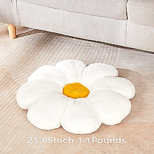 Ailive 21.6In White Flower Throw Pillow Floor Pillow Cushion Cute Desk Chair Cushion Decorative Throw Pillows for Girls Adults