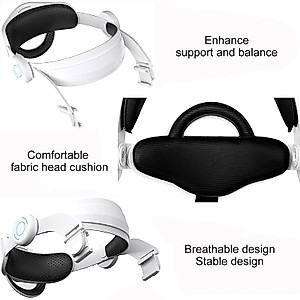 HUAYUWA Adjustable Head Strap with Head Cushion for Oculus Quest 2 VR Accessories, Replacement for Elite Strap Comfortable Protective Headband Enhanced Support and Reduce Head Pressure in VR, White 2
