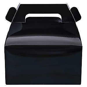 ONE MORE 25-Pack Gable Candy Treat Boxes,Small Black Goodie Gift Boxes for Halloween and Birthday Party Favors Box 6.2 x 3.5 x 3.5 inch