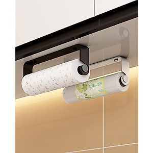 YOTWENK Paper Towel Holder Under Cabinet for Kitchen,Wall Mount Paper Towel Holder Paper Roll Holder,Self Adhesive or Screw Mounting Paper Towel Holder Wall Mount for Kitchen, Pantry (Black)