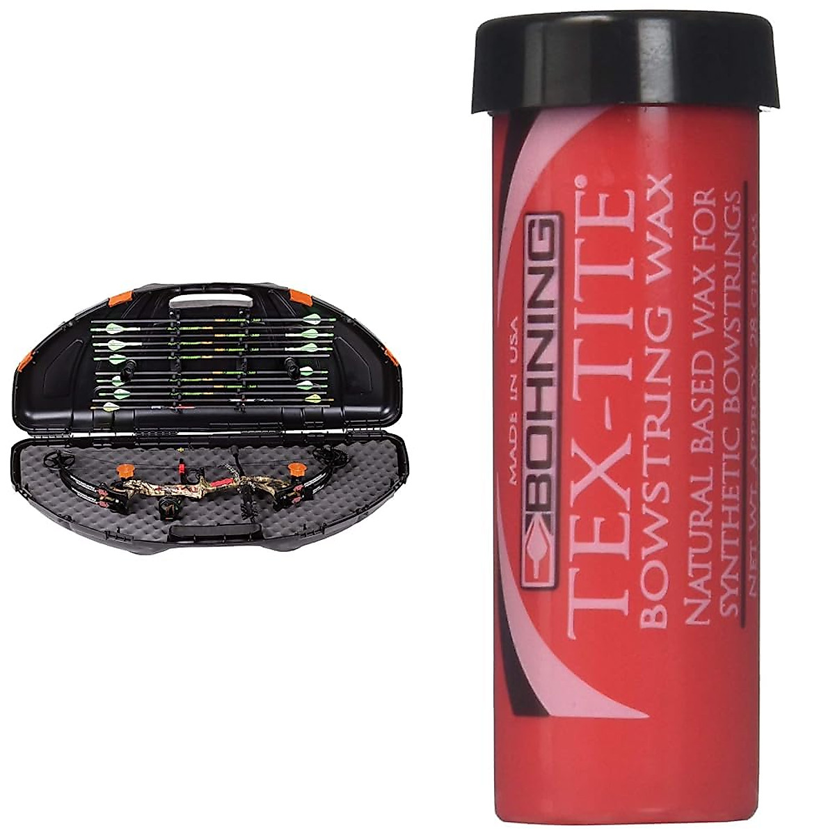 Flambeau Outdoors 6461SC Safe Shot Bow Case, Portable Bow Storage,Black & Bohning 1306 Tex-Tite Bowstring Wax 1oz, Clear