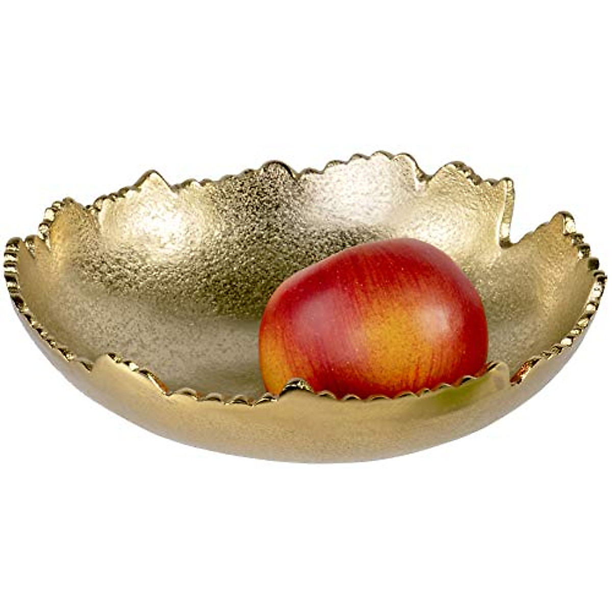 Red Co. 8.75” Gold Moon Decorative, Asymmetrical Torn, Hammered Metal Centerpiece Bowl with Sculpted Edges