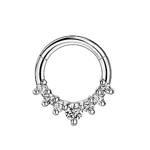 FANSING 16g 8mm Septum Ring for Women 316L Surgical Steel Septum Clicker Hypoallergenic Septum Jewelry 16 Gauge Cubic Zirconia CZ Teardrop Piercing Clicker