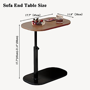 GENDLTHIJ C Shaped End Table for Couch, C Table End Table with Adjustable Height, 360° Swivel Laptop Desk for Livingroom,Bedroom,Study and Small Spaces,Bedside Table (Walnut Wood)