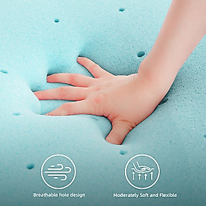 BedsPick Mattress Topper, Foam Mattress Pad, Single Bed Toppers,Dorm Room Essentials, Soft Mattress Pads for Sleeper Sofa, RV, Camper, CertiPUR-US Certified, Blue