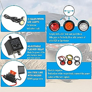 UTV ATV Horn Kit and Turn Signal Kit with Rocker Switch for Polaris RZR Ranger Honda Pioneer SXS Dirt Bike Turbo ​Can-Am Kawasaki Golf Cart Dune Buggy 4x4 Project Motorcycle…