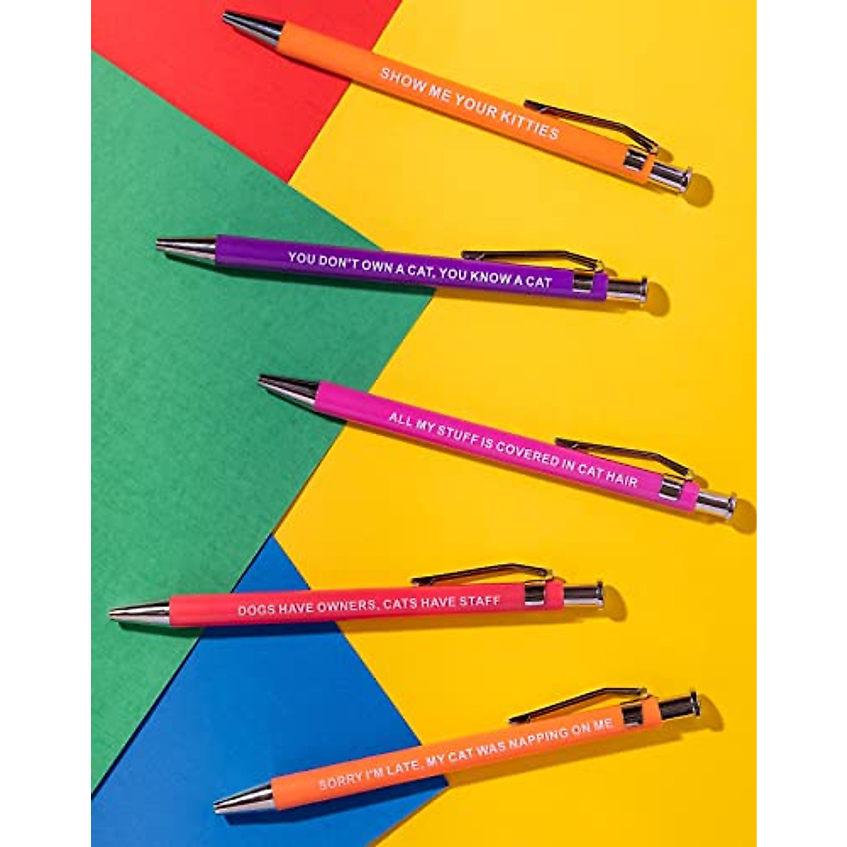 MilkToast Brands Funny Cat People Pens, A snarky gag gift for pet owners or coworkers, Black pens, CP101