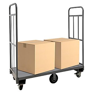 biosp Narrow Aisle U-Boat Platform Truck Dolly, 2205 lbs Load Capacity Steel Platform Cart Dolly, Heavy Duty Utility Cart with Steel Deck, Hand Truck with Dual Removable Handles, 63'' x 60'' x 24''