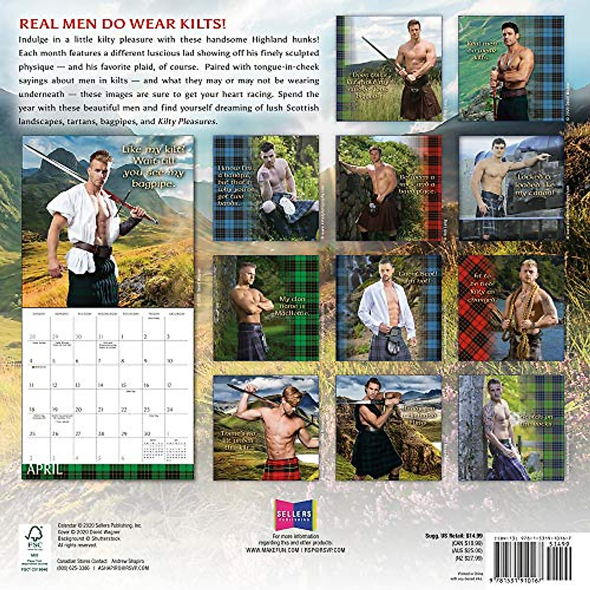2021 Kilty Pleasures 16-Month Wall Calendar