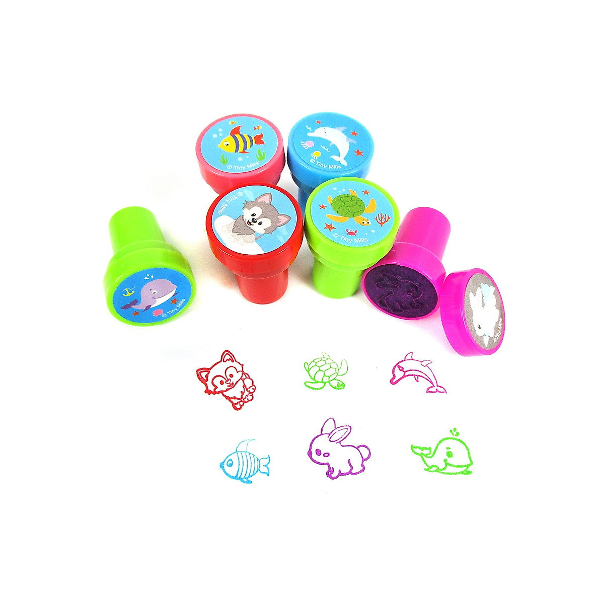 TINYMILLS 60 Pcs Animals Assorted Stampers for Kids with 60 Different Designs Party Favor Goodie Bag Prizes Classroom Rewards Pinata Filler Arts and Crafts for Kids