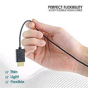 Nanosecond Extreme Slim 2.6’ Micro HDMI Cable – World’s Thinnest and Most Flexible HDMI Cable. (2.6 Ft / 0.8m) High-Speed Supports Full 1080P, 4K, UltraHD, 3D, Ethernet, and Audio Return Channel