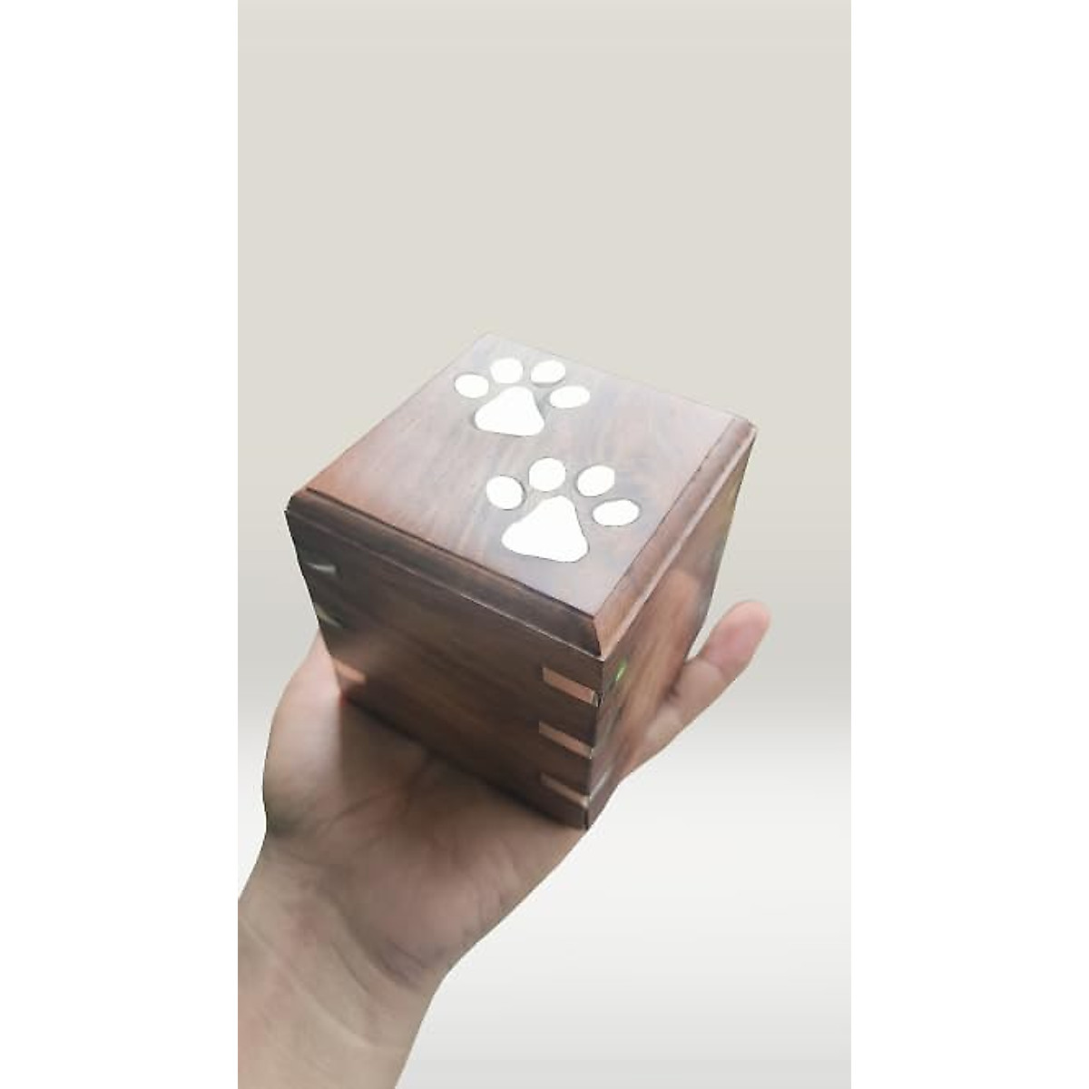 Pat Paw Cremation Urn Box For Ashes Wooden Rosewood Funeral Cremation Urns For Dog # Wooden Burial Urn Decorative Urn Box Loved Memorial Urn Box Funeral Cremation Urn Wooden Pet Urns Home Decors Adults Urn Box Design Urn (3 x 3 x 3 inches)