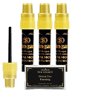 Yogic Mantra Shringar Bindi Liquid Deep Black Color Kumkum (3 Bottles Bundle with TeaLegacy Free Sample) Premium Kum Kum with Almond, Aloe Extracts for Bindi Dots, Tikka Bindis & Temporary Tattoo