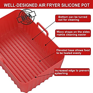 2-Pack Air Fryer Silicone Liners, 8.5 Inch Reusable Silicone Air Fryer Pots, for Ninja Foodi Dual Basket DZ201/DZ401 8QT 10QT Air Fryer, Food Safe Air Fryer Accessories, Air Fryer Basket