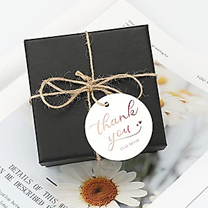 jijAcraft 100Psc Thank You Gift Tags with String,Thank You Tags,Rose Gold Foil Round Tags,Personalized Favor Tags,White Paper Tags for Wedding,Birthday,Baby Shower,Thank You Very Much Gift Tags