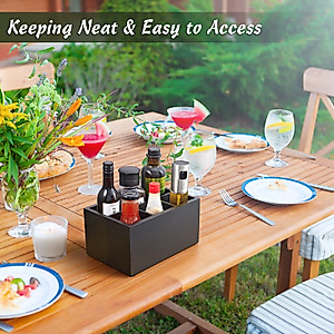 DRASTAR Silverware Caddy, Wooden Utensil Holder, Picnic Cutlery Holder, Black Silverware Holder, Plastic Silverware Caddy for Party, Countertop, Camping