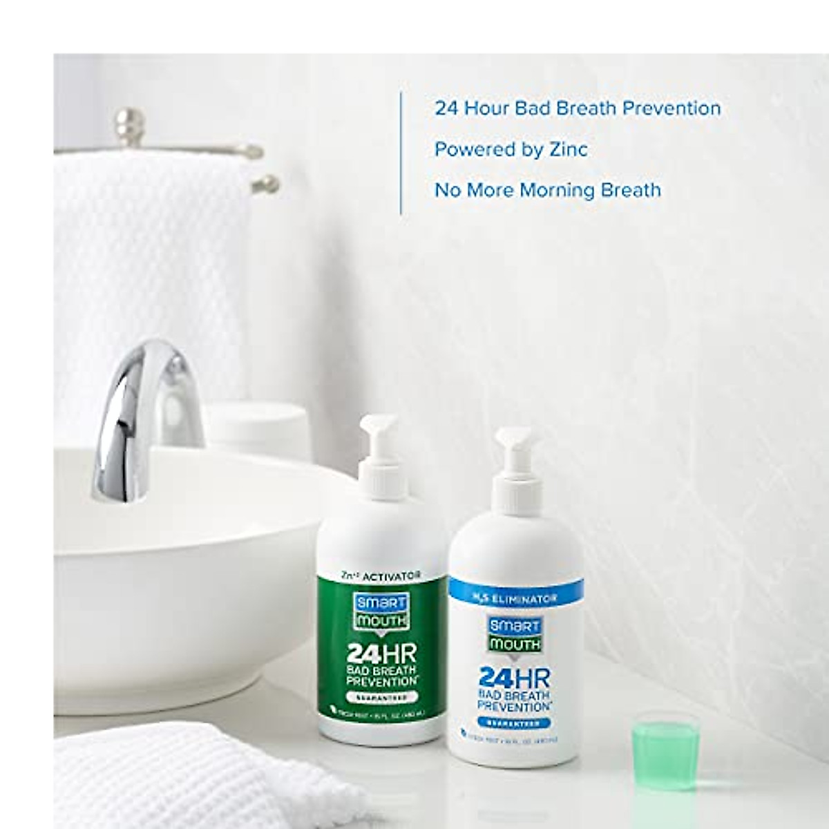 SmartMouth Original 2-Bottle Activated Mouthwash with Pumps, Bad Breath Support, 32 fl oz