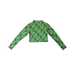 Miraculous Women's Cat Noir Long Sleeve Beach Rash Guard Shirt Cover Up Top (as1, Alpha, s, Regular, Regular, Green)