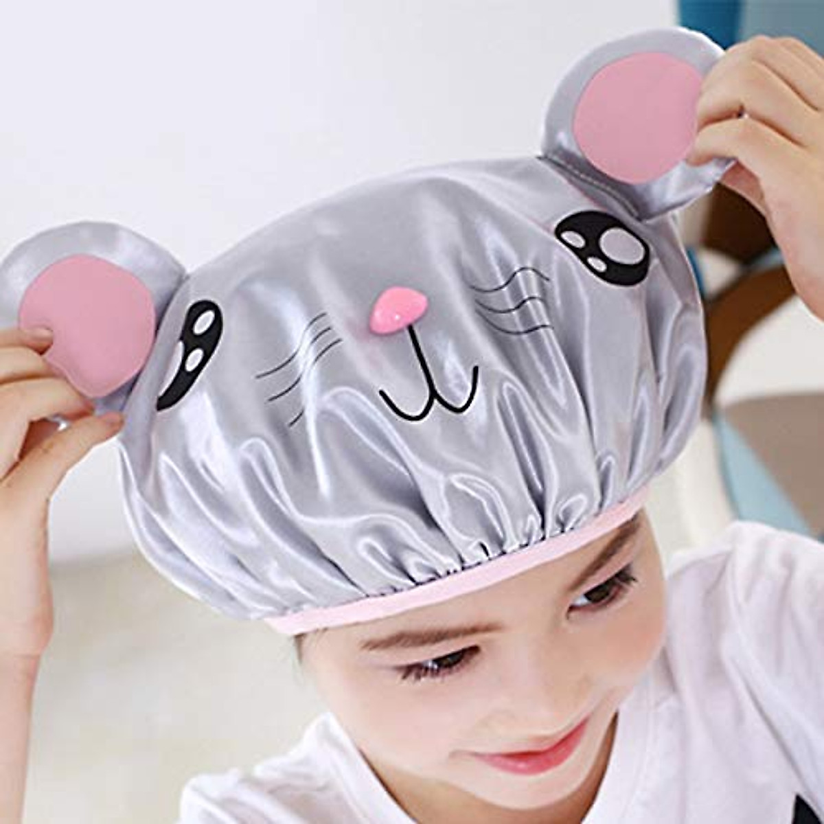 G2PLUS Shower Cap, 2PCS Funny Cute Cartoon Bath Hat, Waterproof Shower Bath Caps, Elastic Bath Cap for Boys or Girls