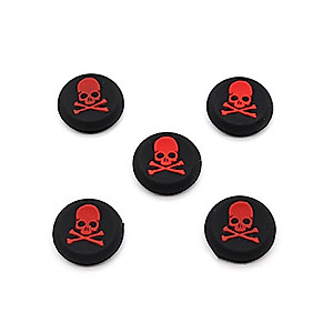 Thumbstick Thumb Grip Stick Silicone Cap Cover Joystick Grips for PS4 PS3 PS2 PS4 Pro Slim Xbox One Xbox One Slim Xbox One Elite Xbox 360 Controller Red Skull Color