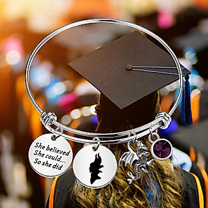 PLITI She Believed She Could So She Did Horns Silhouette Bangle for Friend Family (she believed male bg)